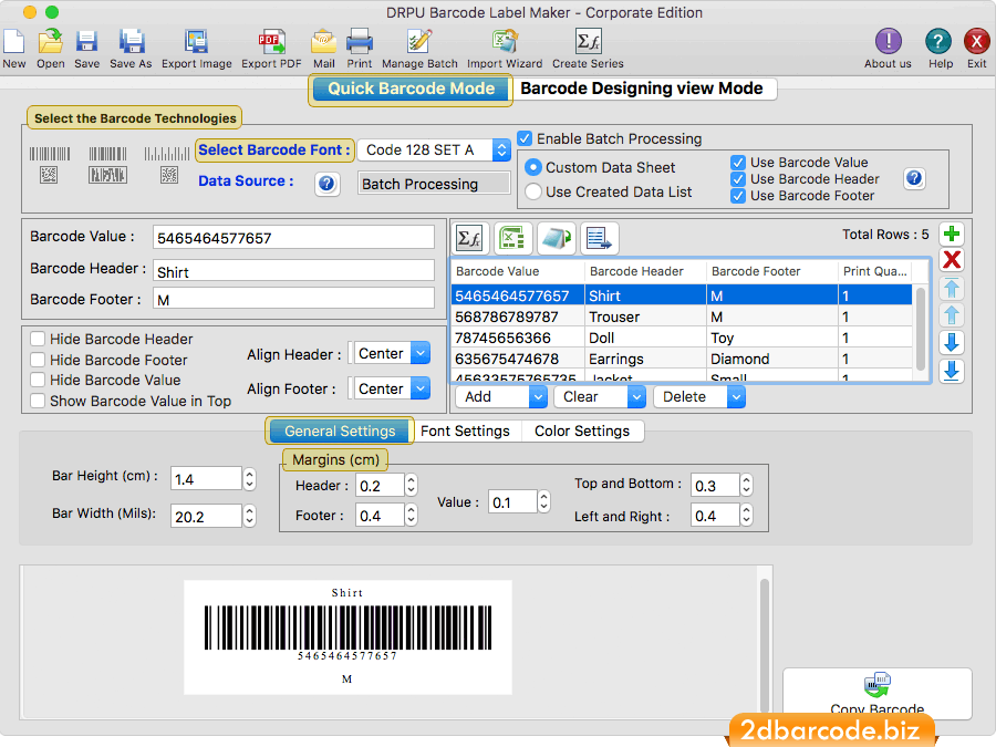 Mac Barcode Maker Software - Corporate Edition at 2DBarcode